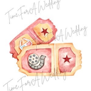 Watercolor Movie Night Clipart Bundle | 6 PNG Images | Popcorn, Tickets ...