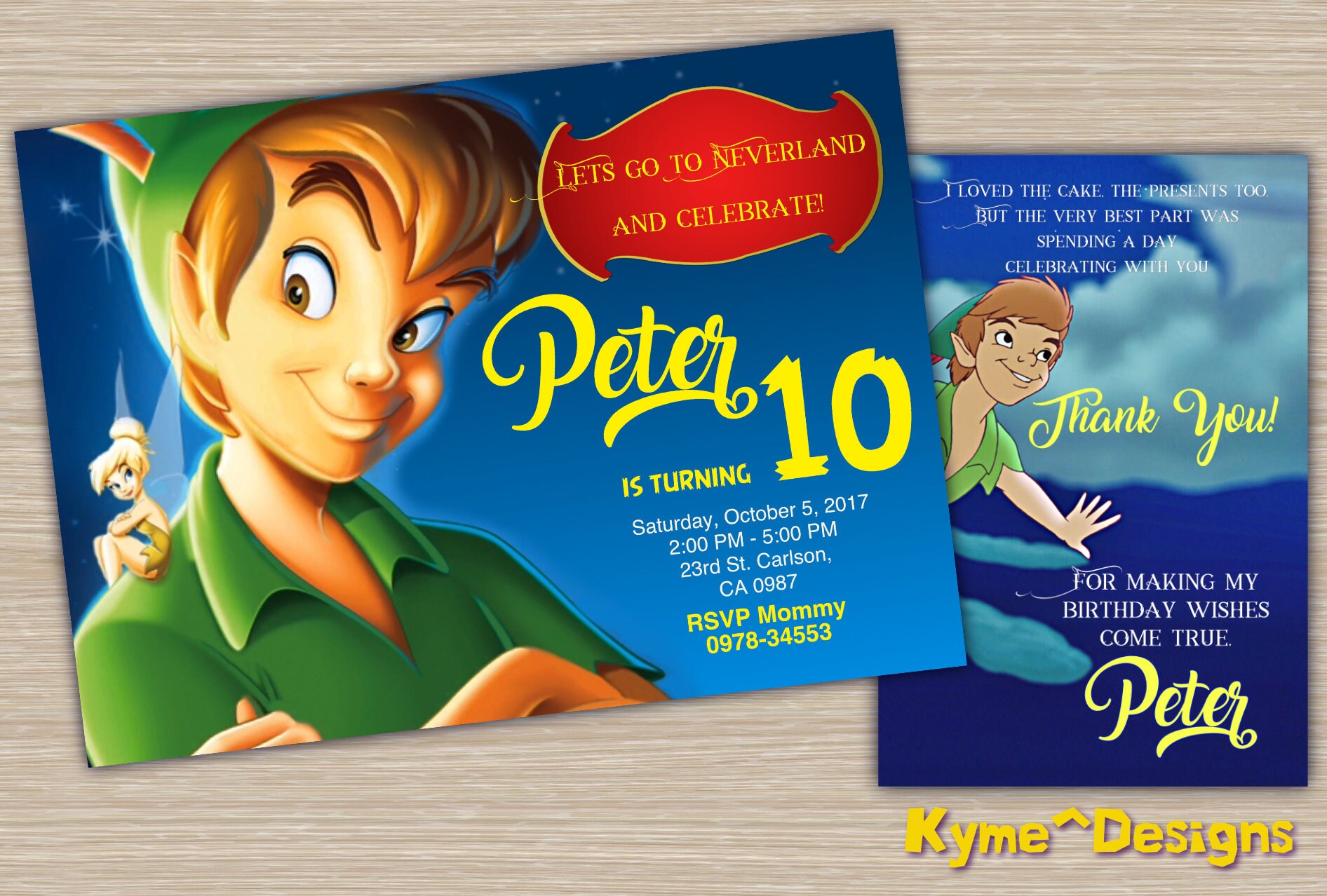 Personalized Birthday Invitation Card, Peter Pan 5x7 Printable Birthday ...