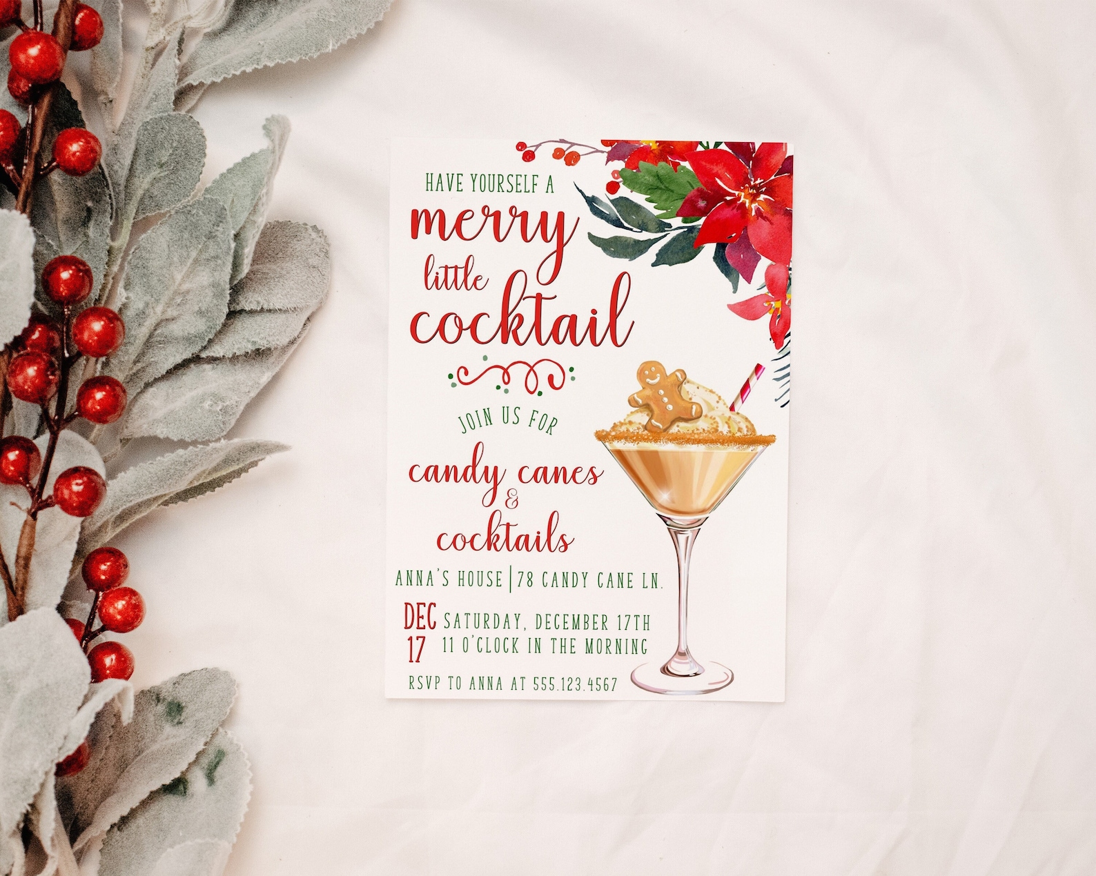 Christmas Cocktail Party Invitation, Holiday Cocktail Party Invitation ...