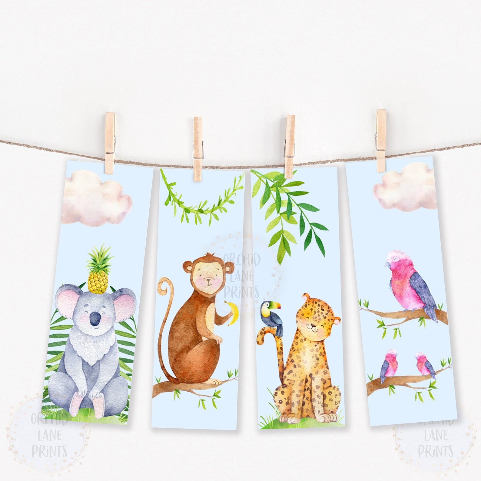 Jungle Bookmarks, 2x6 Jungle Bookmarks, Kids Bookmarks, Printable ...