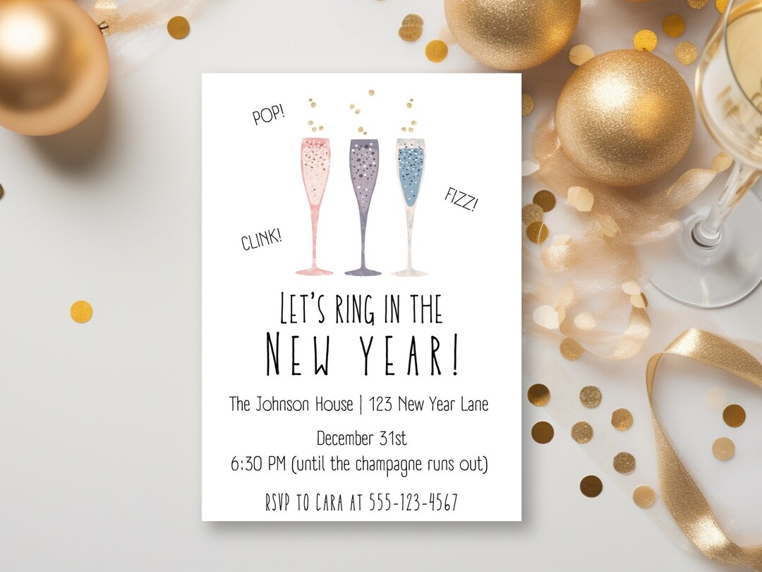 New Years Invitation, Welcome New Year, New Year Template, New Years ...