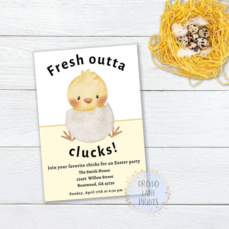Easter Chick Invitation, Adult Easter Party Invite, Baby Chick ...