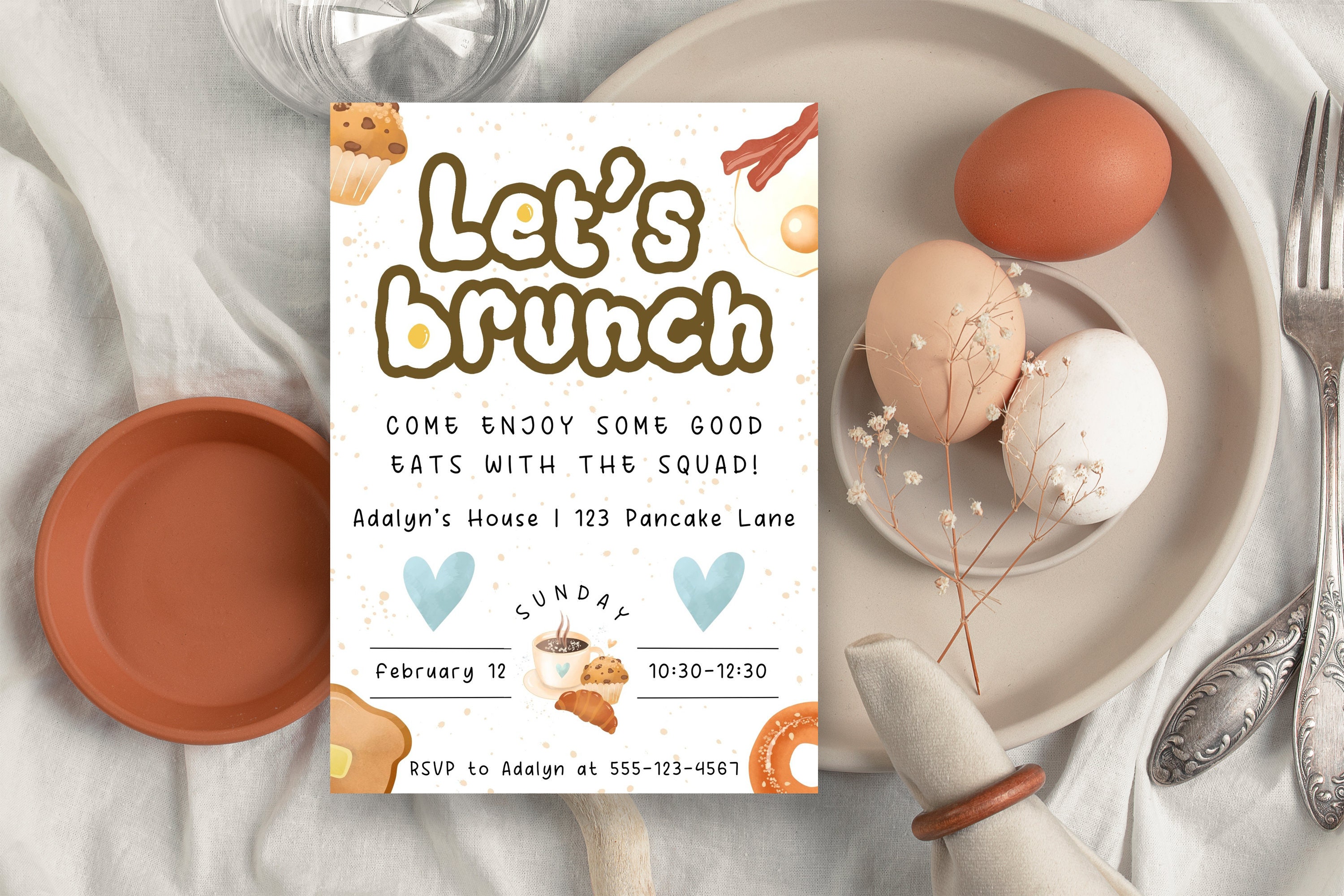 Lets Brunch Invitation, Editable Brunch Menu, Printable Brunch Menu ...