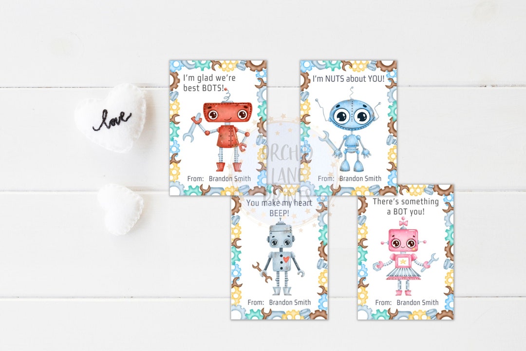 Robot Valentines, Valentines for Kids, Classroom Valentine, Science ...