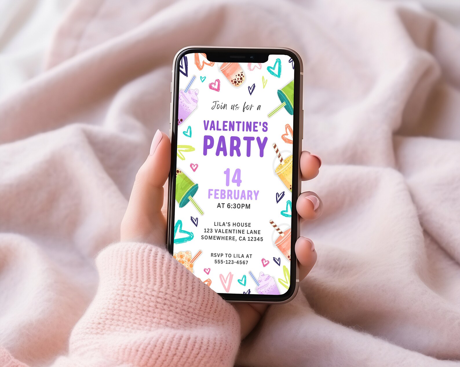 Boba Tea Invitation, Galentines Day Invite, Valentines Day, Bubble Tea ...