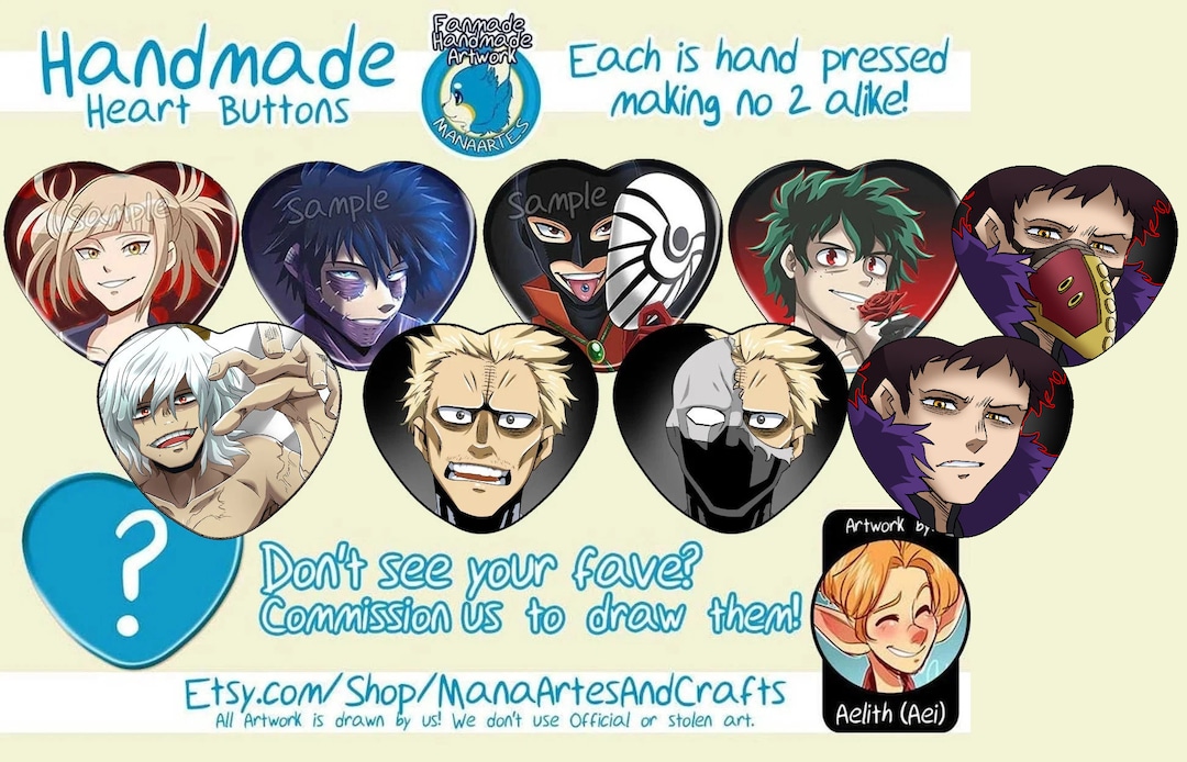 Handpressed Villains L.O.V heart Buttons pick Your Buttons 2.24 - Etsy