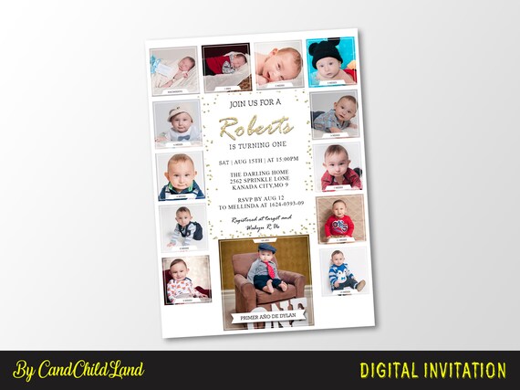 Simple Collage Birthday Party Invitation Big One Collage - Etsy