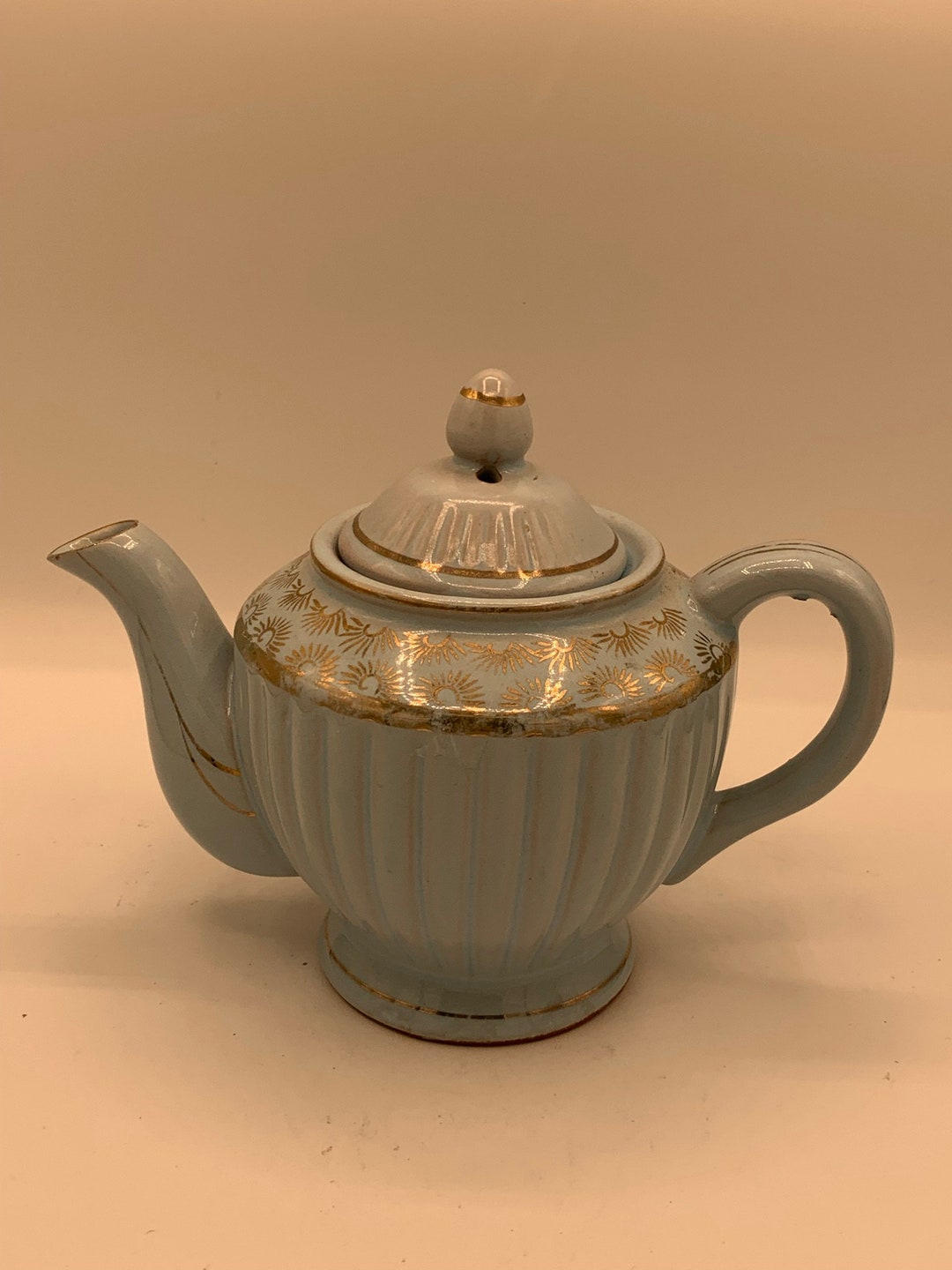 Super Cute Light Blue Teapot - Antique - Gold Trim - Great Addition to ...