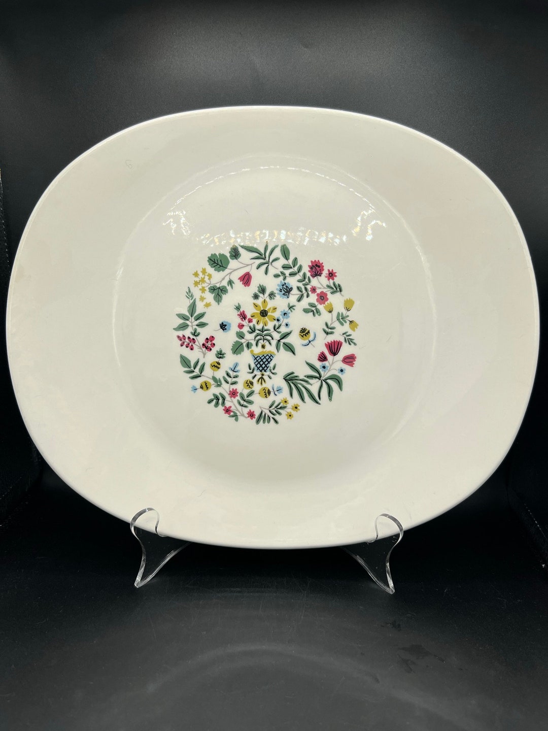 Mid Century Harkerware Platter: Large Vintage Floral Serving Dish - Etsy