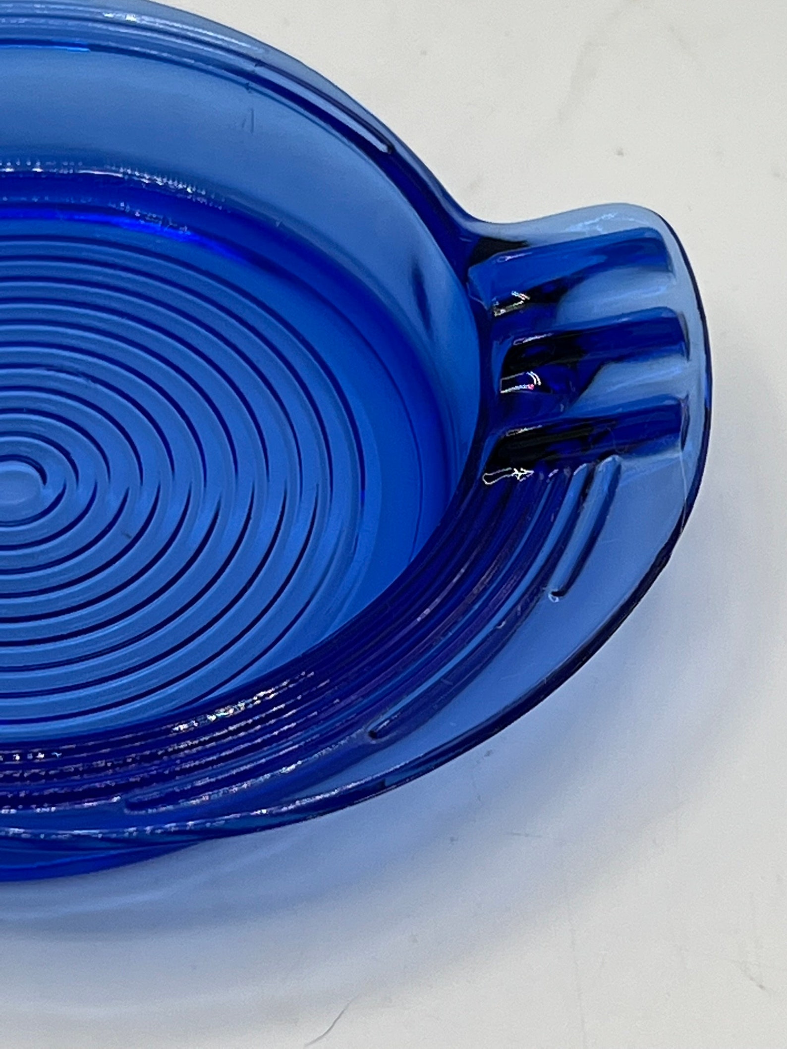 Blue Glass Vintage Ashtray Art Deco Style Great Color Great Style - Etsy