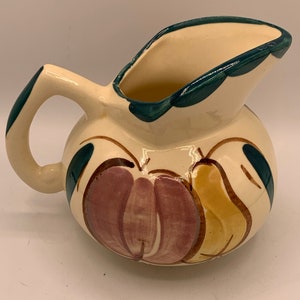 Puritan Slip Ware Pottery Apple & Pear Water Pitcher Vintage Mid ...