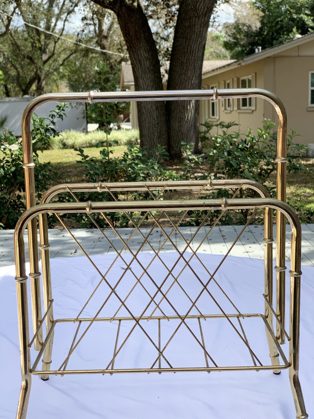 Vintage Atomic Magazine Rack Mid Century, Brass Decor, Eames Era - Etsy