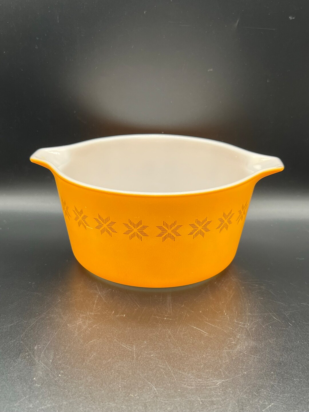 Vintage Pyrex Town & Country Cross Stitch Star - Orange Casserole Dish ...