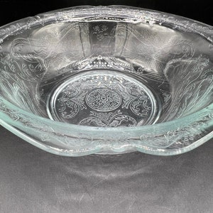 Vintage Clear Pressed Glass Bowl - Etched - Art Deco Pattern - A Real ...