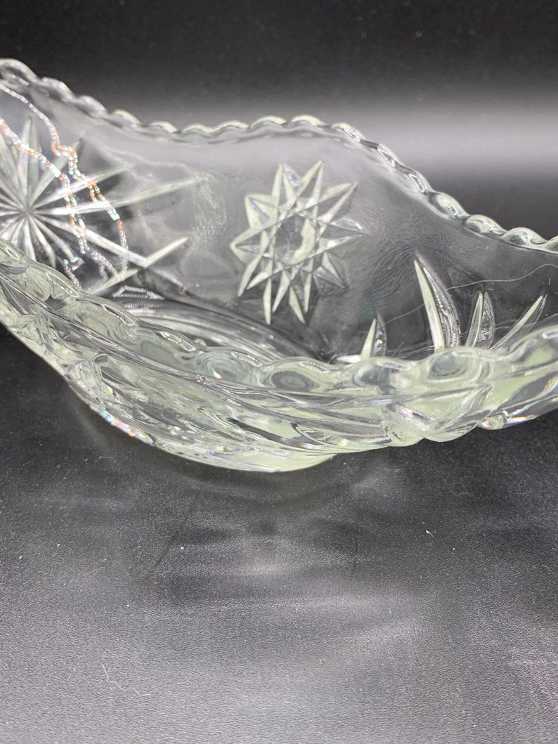 Vintage Anchor Hocking Star of David Relish Dish: Clear Prescut Glass ...