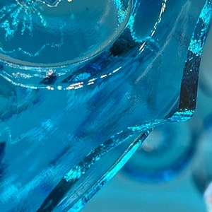 Vintage Blue Glass Candy Dish Compote, Moon and Stars Pattern, LE Smith ...