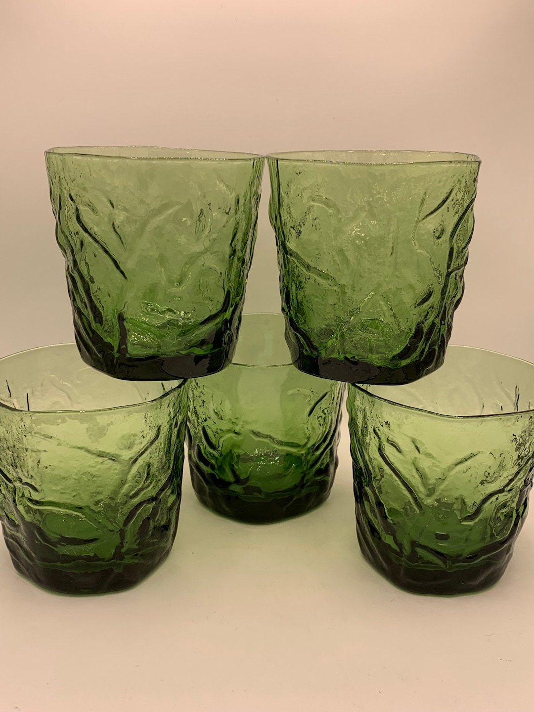 Vintage Morgantown Glass - Large Green Tumblers - Set of 5! Very ...
