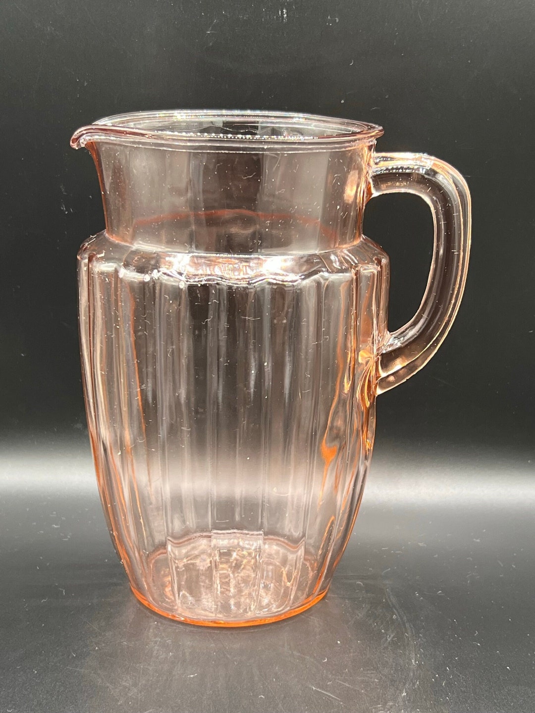 Anchor Hocking Pillar Optic Pitcher, Pink Depression Glass - Such a ...