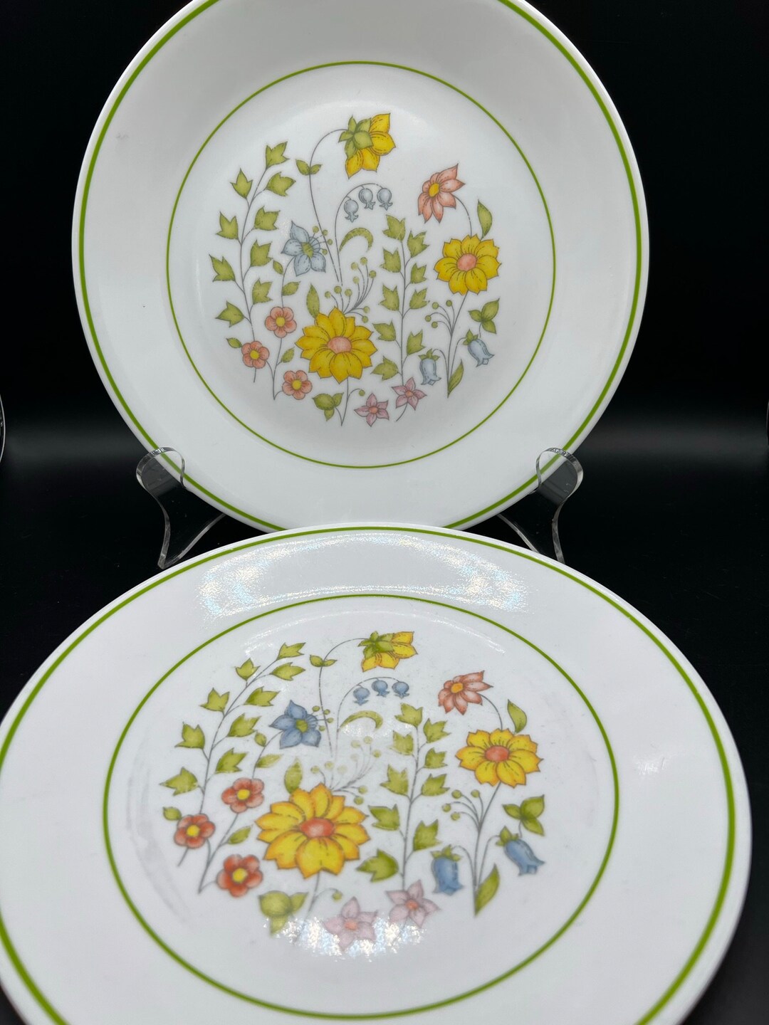 Corelle Meadow Pattern - Salad Plate - Set of 2 - Yellow Pink Blue ...