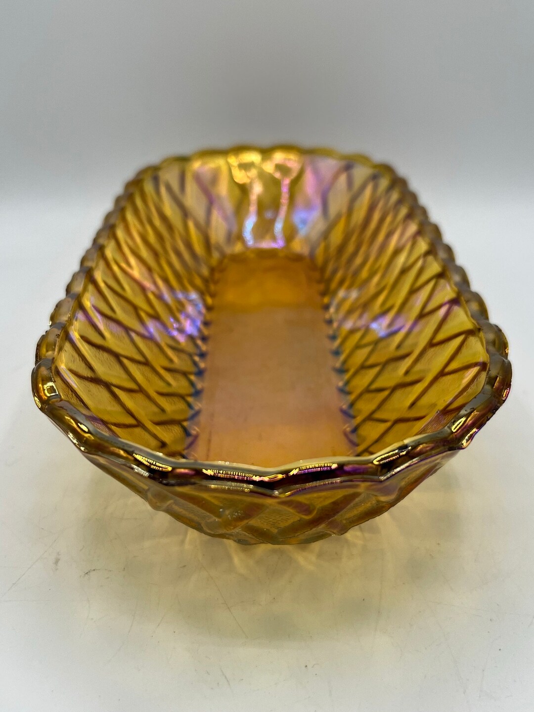 Vintage Indiana Glass Co. #622 "pretzel" Pattern - Amber Carnival Glass ...