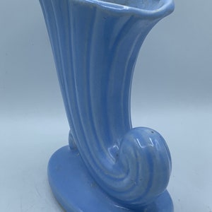 Vintage Blue Cornucopia Flower Vase - Shawnee Pottery? - Great Solid ...