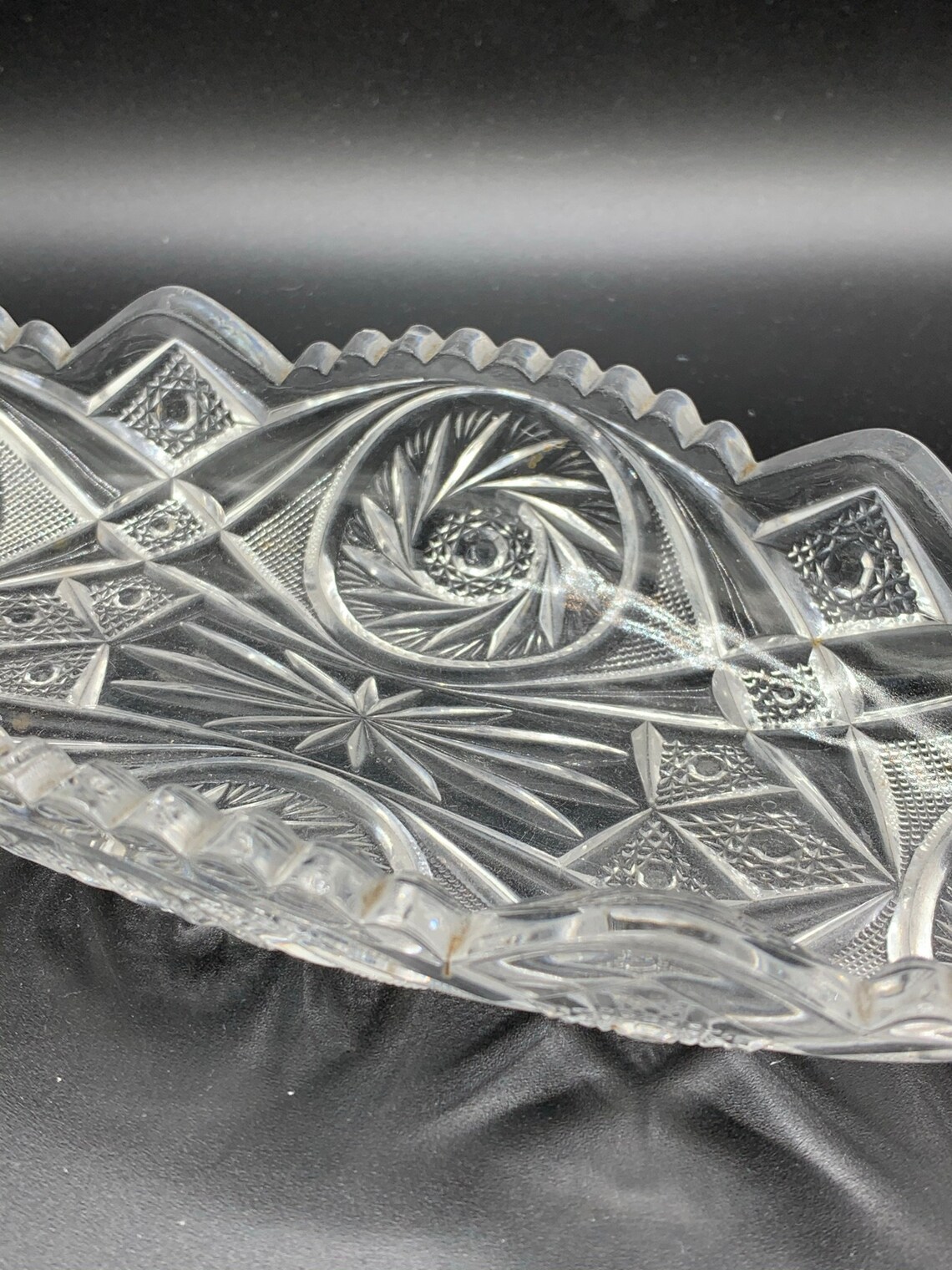 Eapg Oval Glass Relish Dish With Sawtooth Edge Sparkles Like Etsy