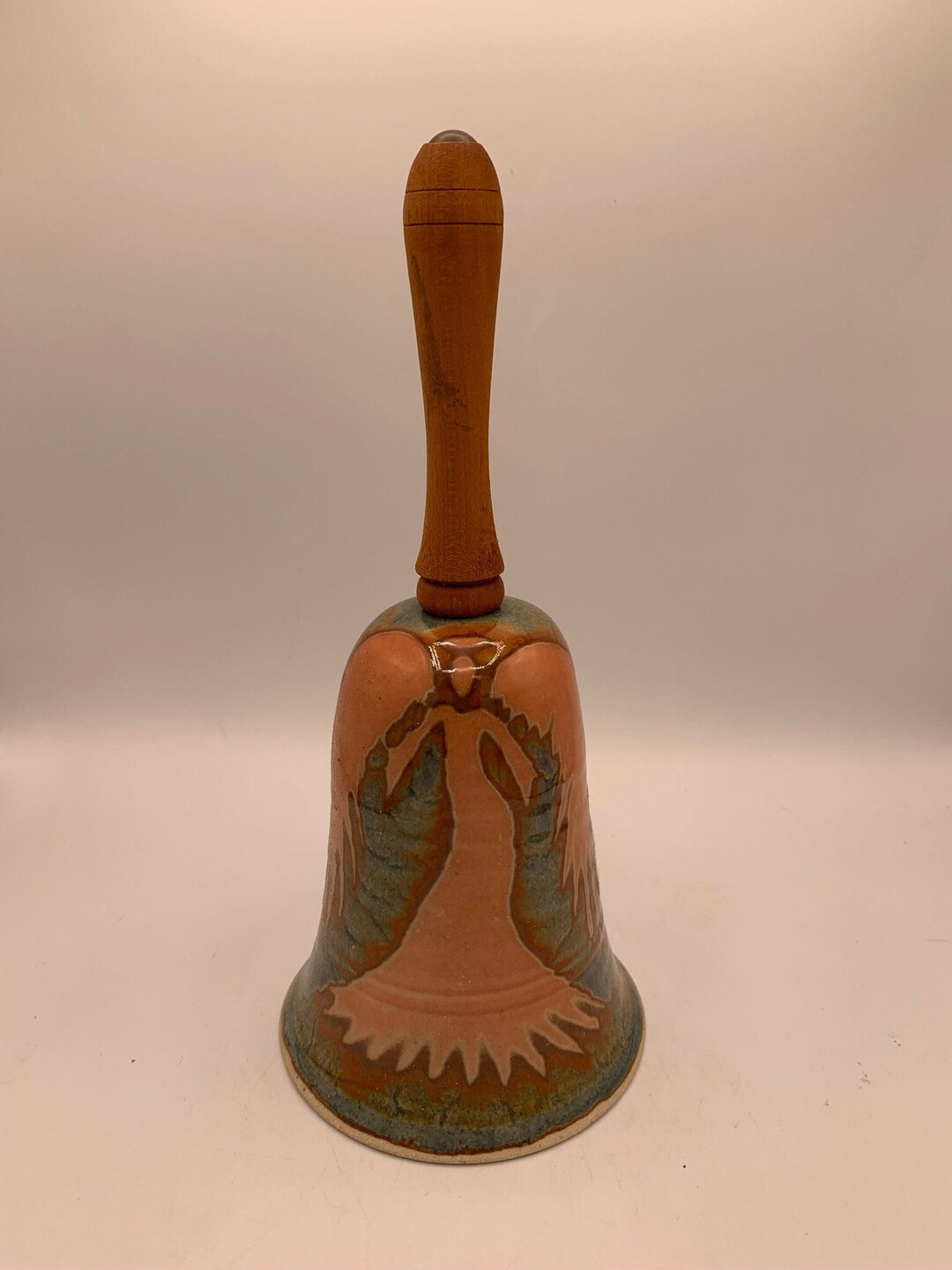 Vintage Stoneware Drip Glaze Bell - Angel Motif - Etsy