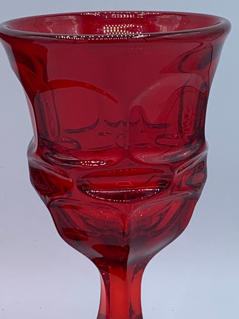 Vintage Bright Red Wine Glasses Pressed Glass Ornate - Etsy