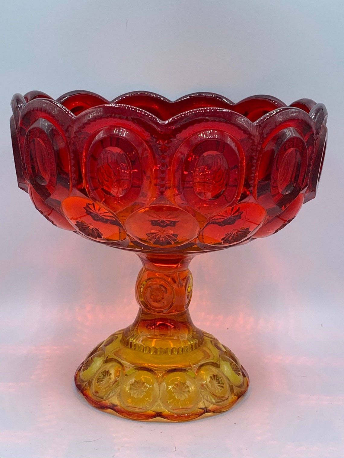 Large Moon and Stars Ruby Amberina Glass Fenton Centerpiece | Etsy