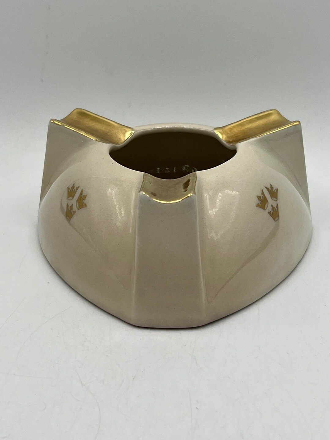 Vintage Arabia Finland Ceramic Ashtray: Cream & Gold, Swedish American ...