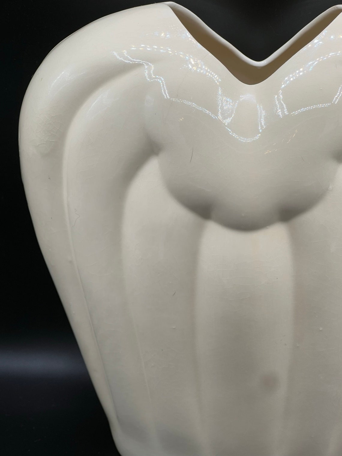 MCM Vintage Pottery Vase - Cream Color - Looks Like Angel Wings - so ...