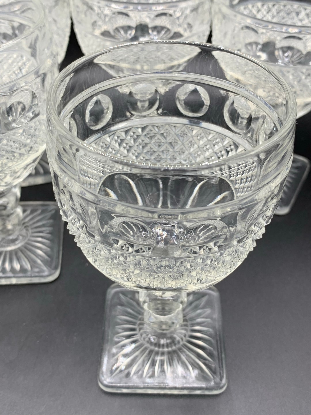 Vintage Colony Glass Park Lane Wine Glasses, Pressed Glass, Square ...