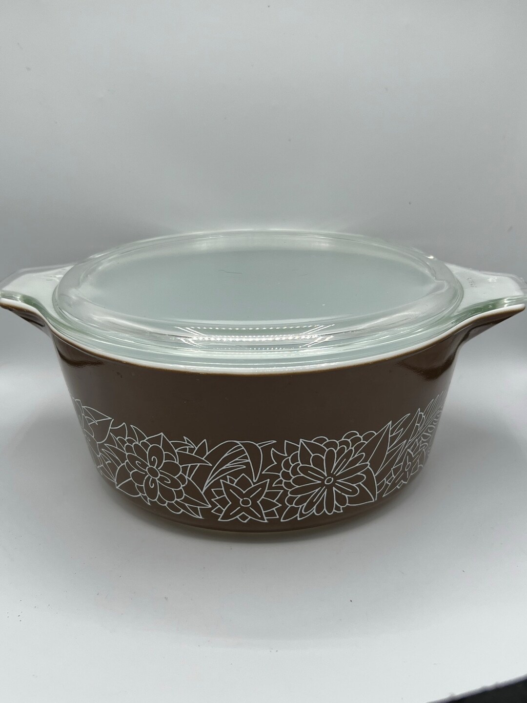 Vintage Pyrex Woodland Brown Casserole Dish 1.5 Qt 475 With Lid Great ...