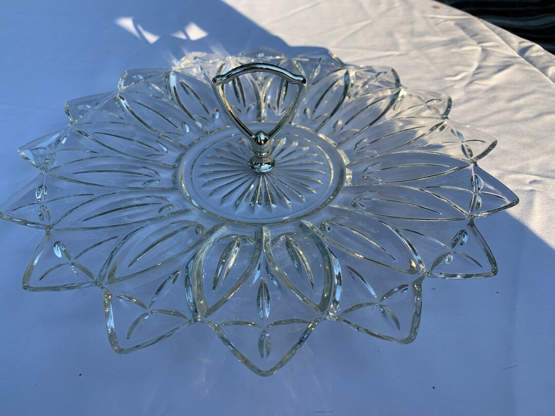 Gorgeous Vintage Crystal Platter - With Handle - Sparkles Like a New ...