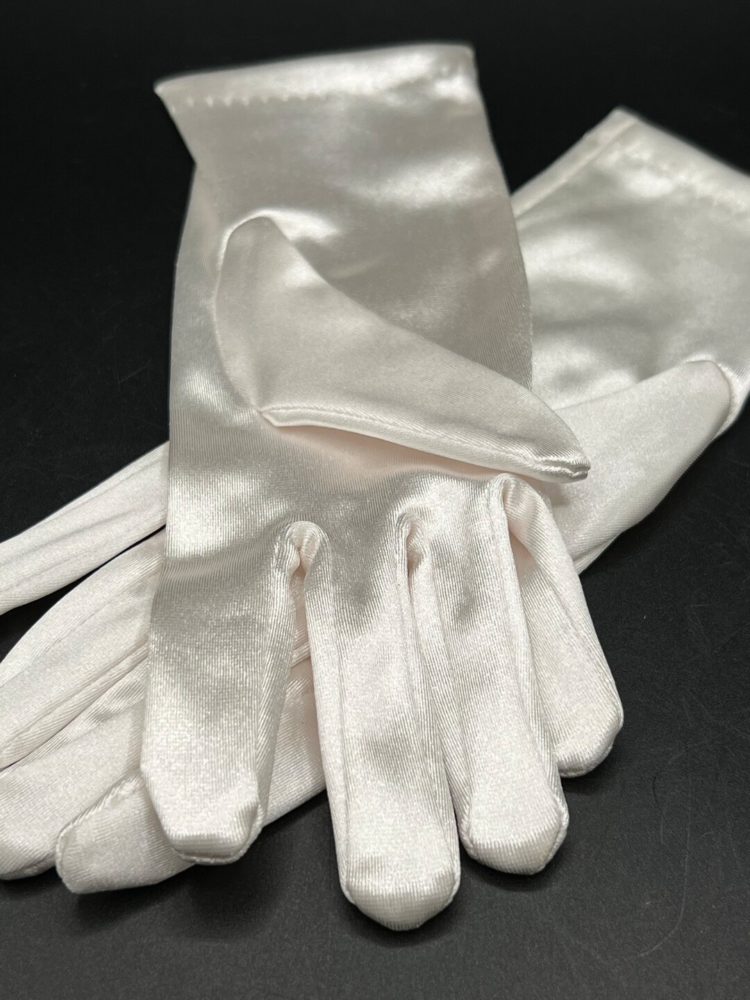 Vintage 60s Shiny White Polyester Gloves - Etsy