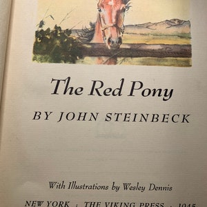 Vintage Book - 'the Red Pony' - John Steinbeck - Copyright 1945 - Etsy