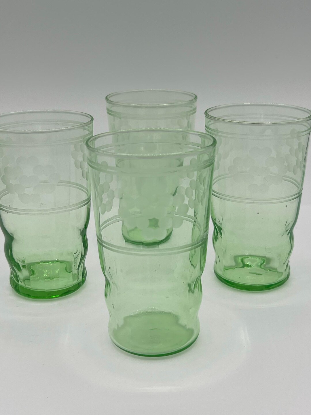 Vintage Green Depression Glasses - Wheel Cut - Delicate Beautiful 1930 ...