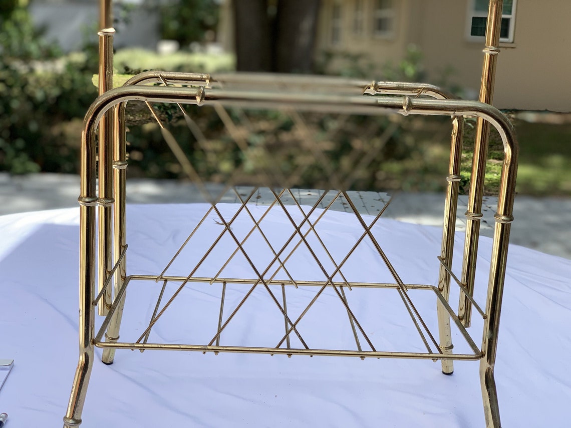 Vintage Atomic Magazine Rack Mid Century Brass Decor Eames - Etsy