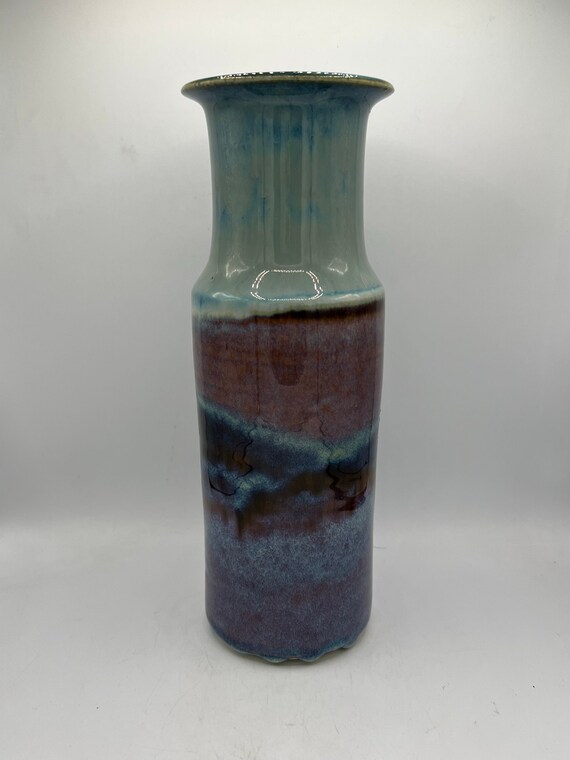 Vintage Salt Glaze Vase Fantastic Blues and Aqua Tall and - Etsy