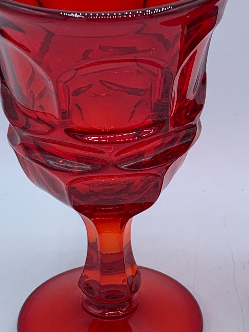 Vintage Bright Red Wine Glasses Pressed Glass Ornate - Etsy