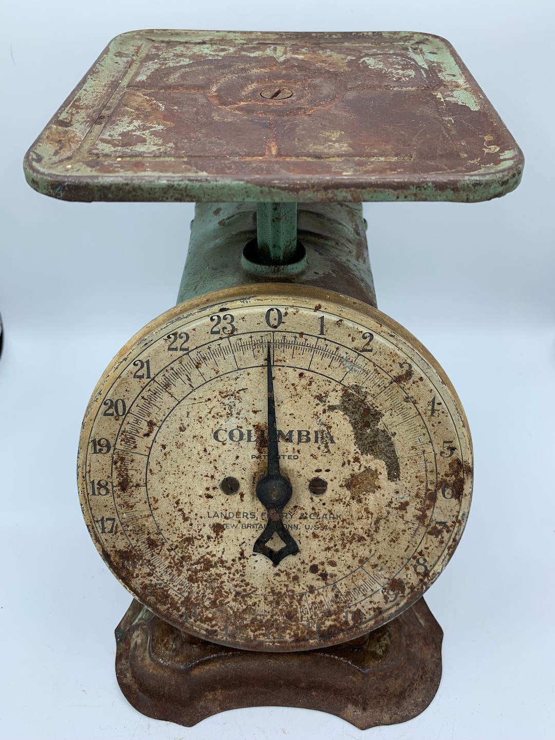 Antique Columbia Family Scale - Green and Rusted and Rustic - Such a ...