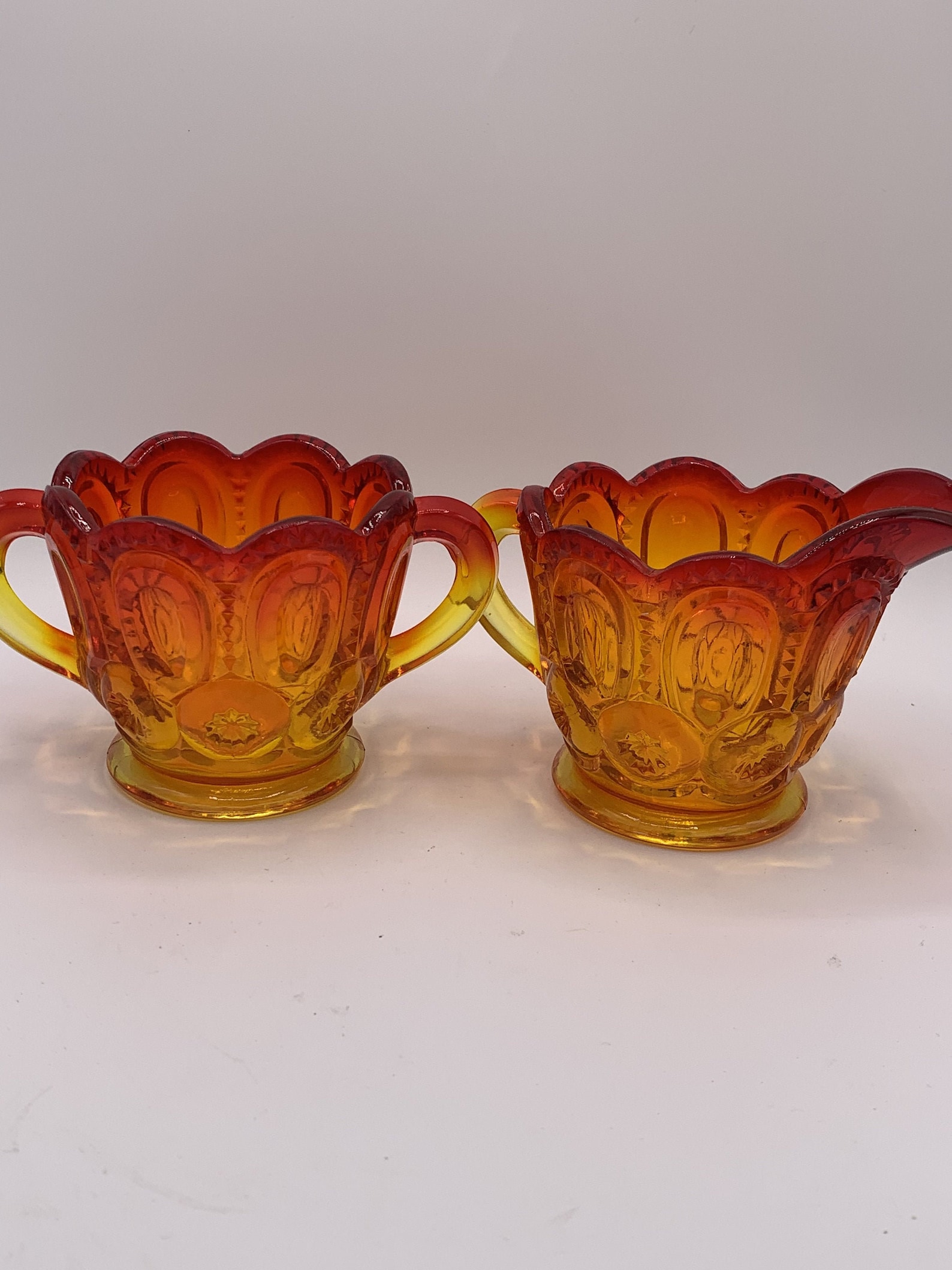 Amberina Glass Creamer and Sugar Bowl Set - Etsy