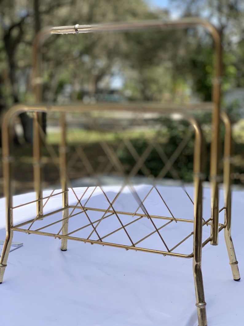 Vintage Atomic Magazine Rack Mid Century Brass Decor Eames - Etsy