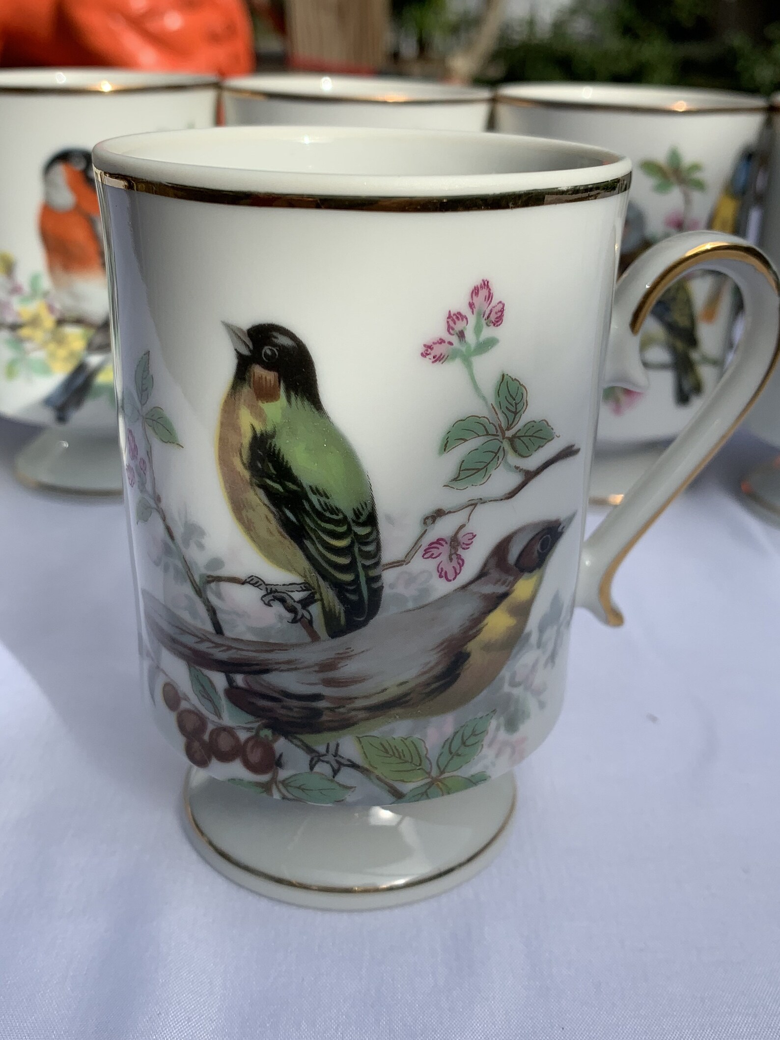 Six Royal Crown Vintage Bird Mugs on Stem // Set of Six // - Etsy