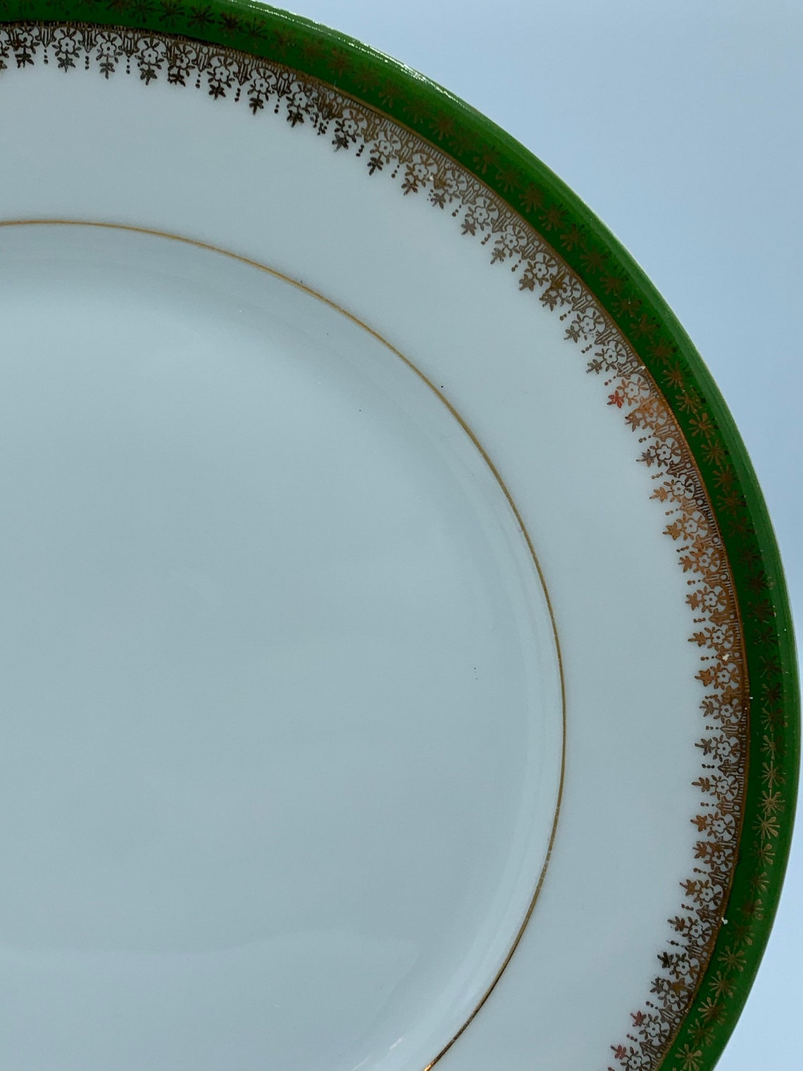 Imperial Crown China Austria Green and Gold Bands Salad - Etsy