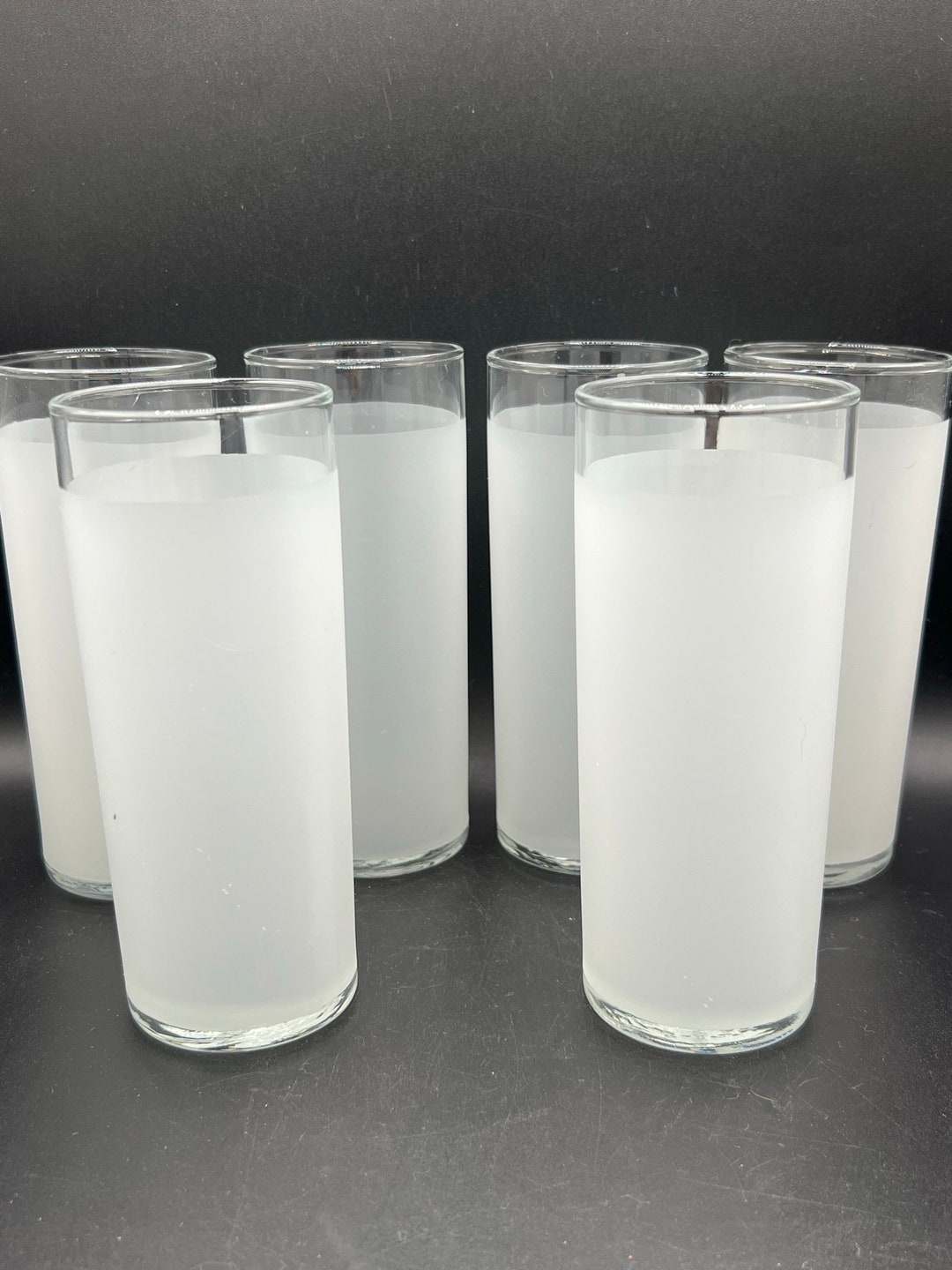 Vintage Mid Century Cocktail Glasses - White Frosted Glasses - Set of ...