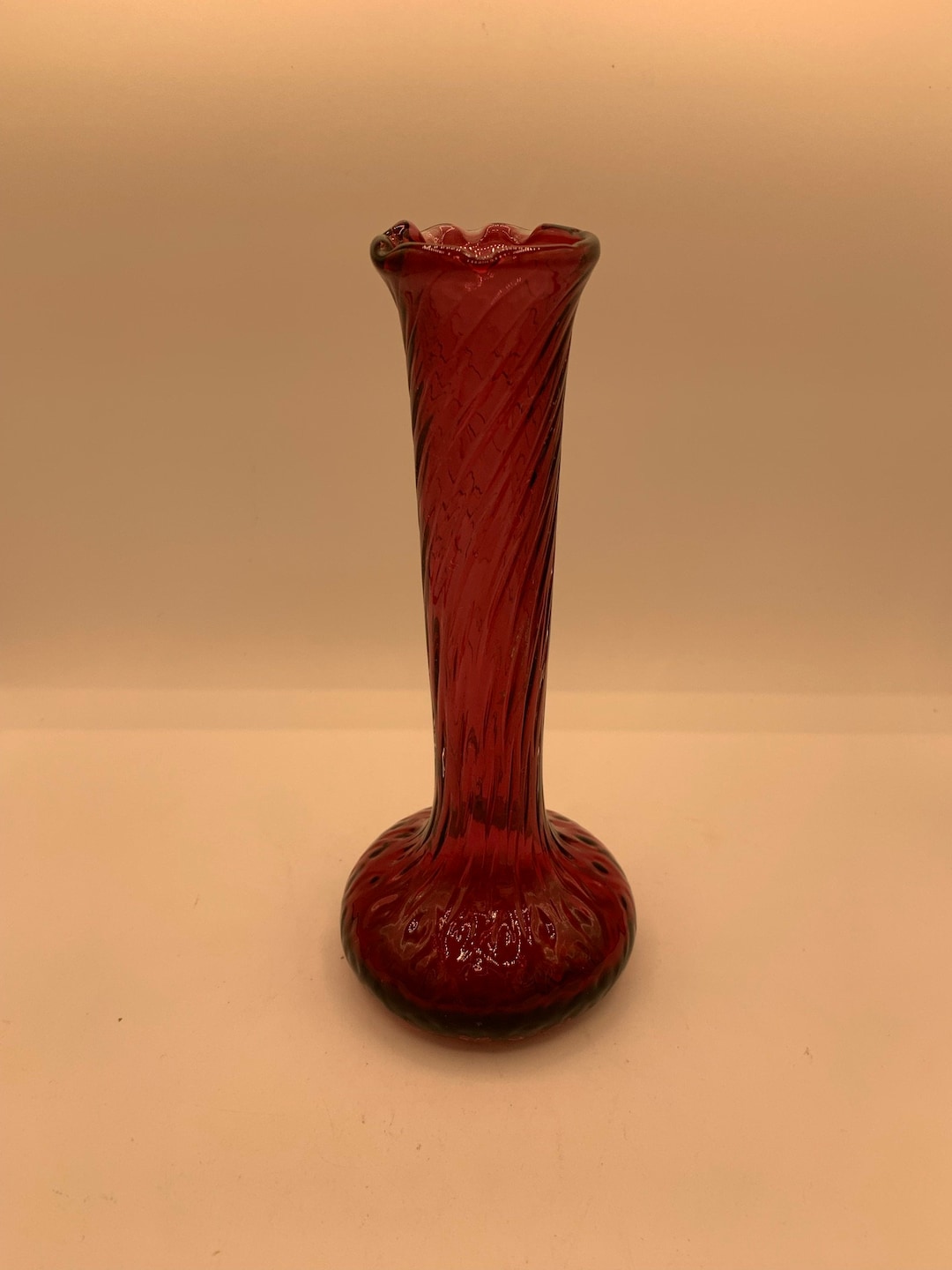 Vintage Red Bud Vase: Waffle Edge Glass Decor - Etsy