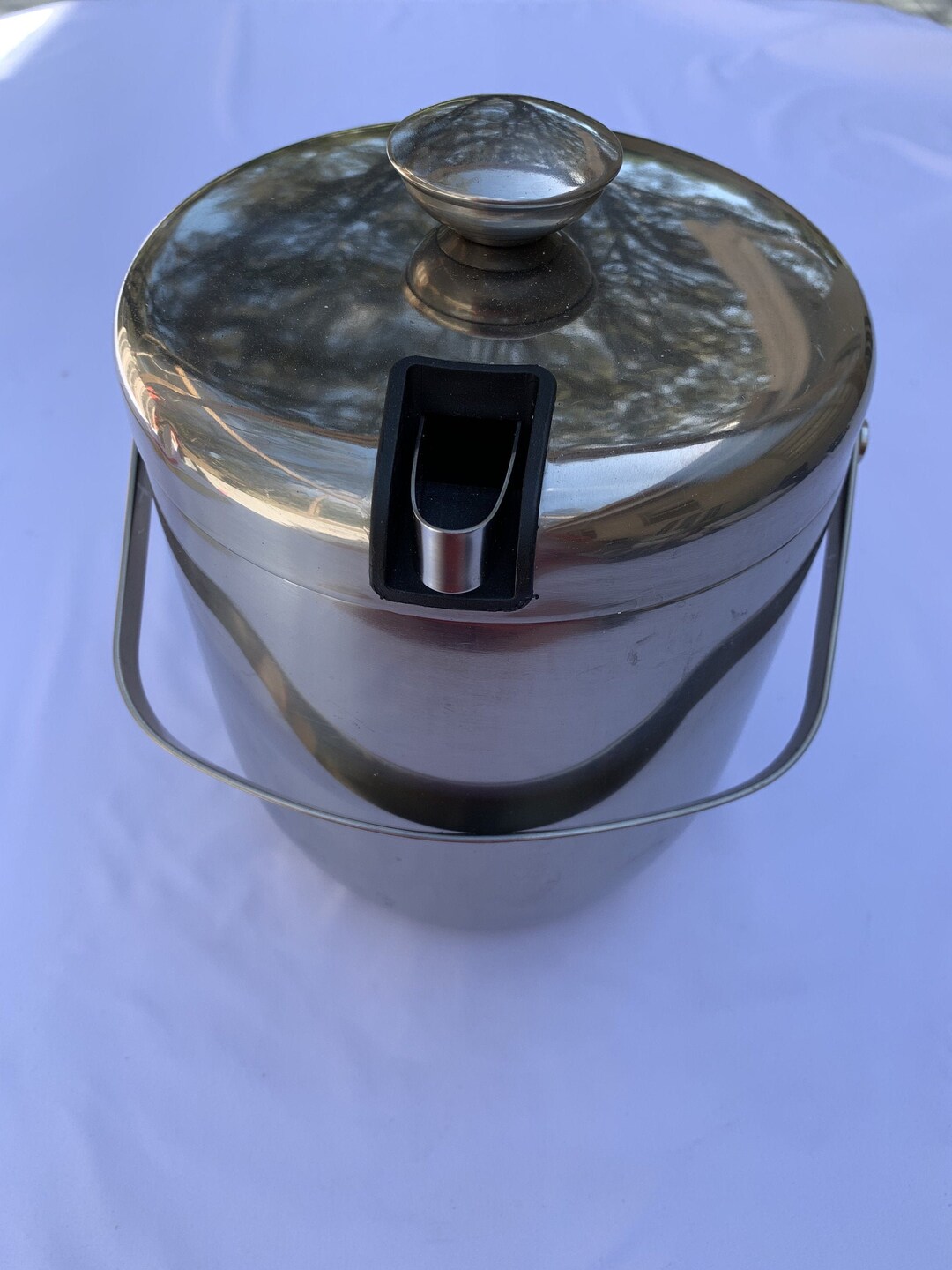 Vintage Ice Bucket - Metal - With Recessed Tongs - RARE!!! - MCM Era ...
