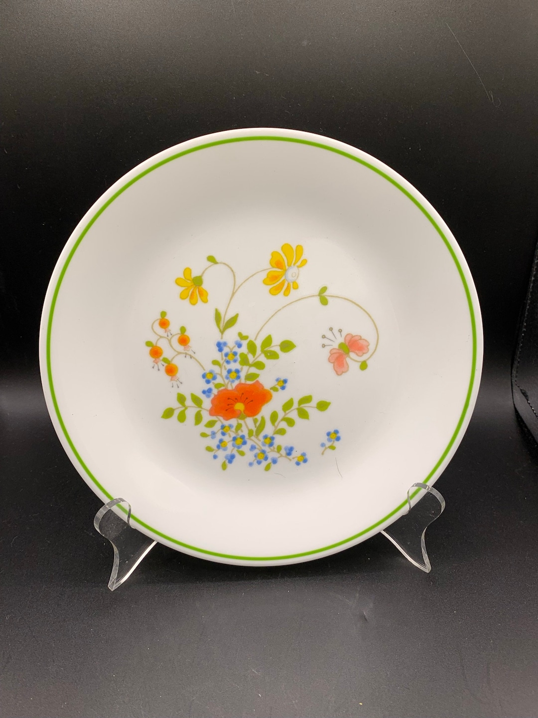 Corelle Wildflower Dishes - Orange, Blue, Yellow Flowers With Lime ...