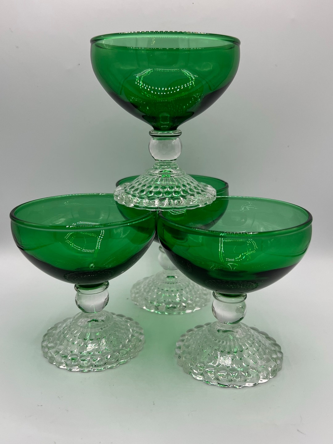 Green Burple - Sherbet / Champagne Glass by ANCHOR HOCKING - Set of 4 ...